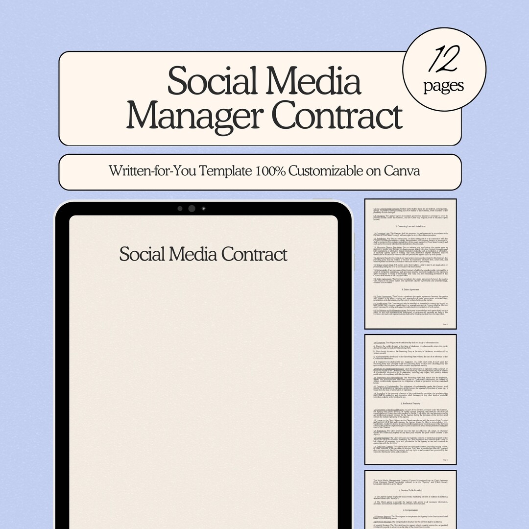 Social Media Manager Contract Template Social Media Manager Client ...