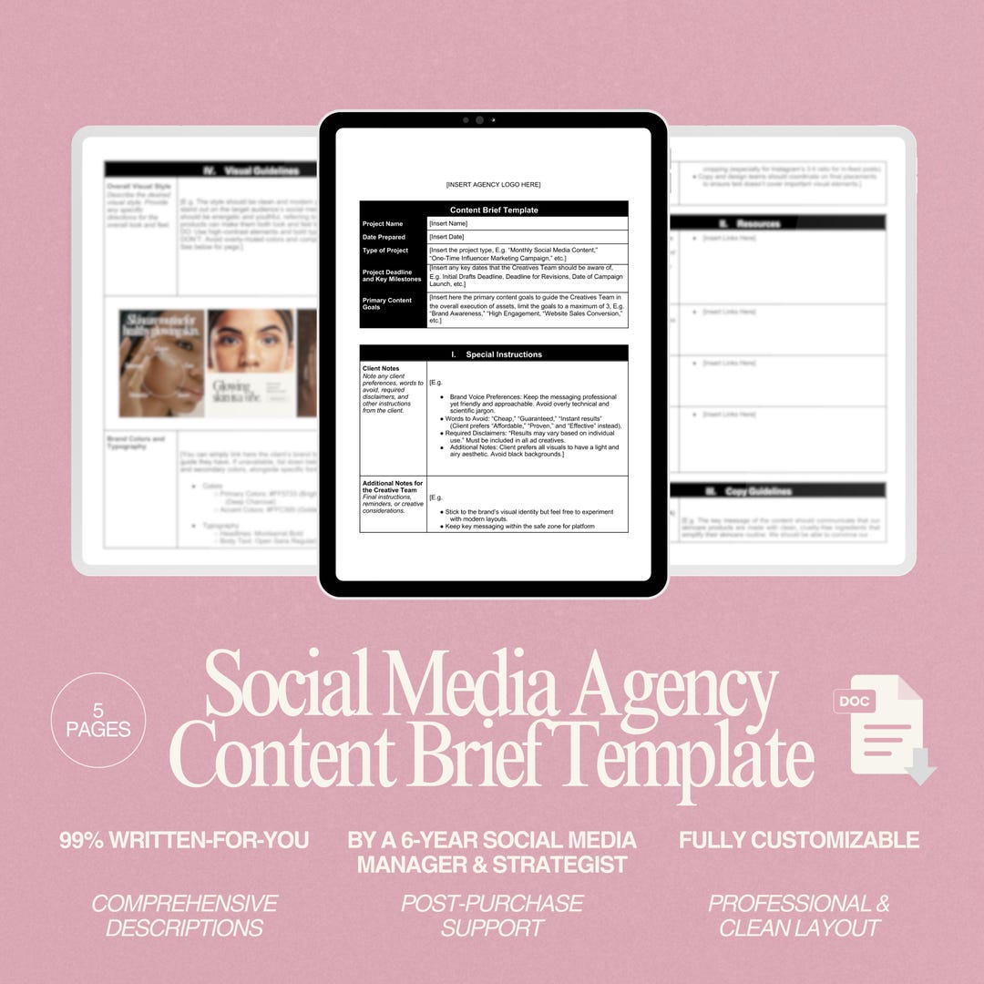 Google Docs Content Brief Template for Social Media Agency Creative Workflow Client Brief Social ...