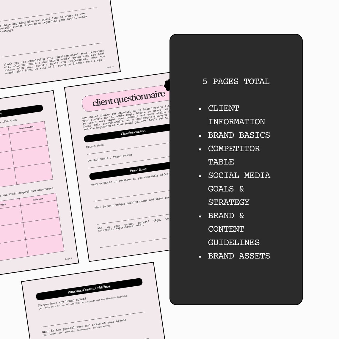 New Client Questionnaire Template Social Media Manager Client ...