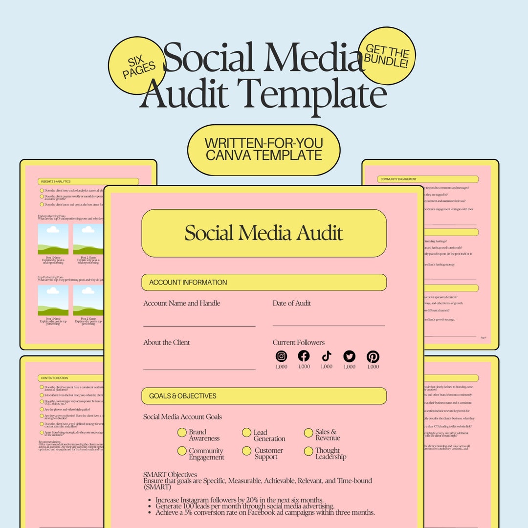 Social Media Audit Template Social Media Audit Template for - Etsy