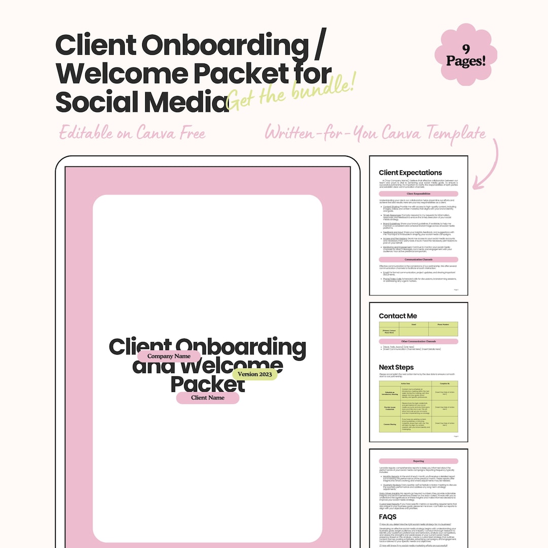 Social Media Client Onboarding Welcome Packet Social Media Manager New ...