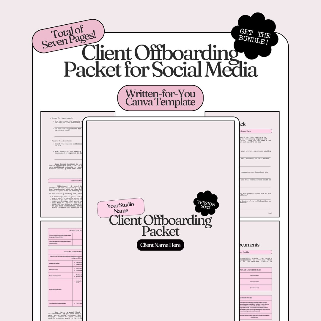 Pink Social Media Client Offboarding Kit Social Media Offboarding ...