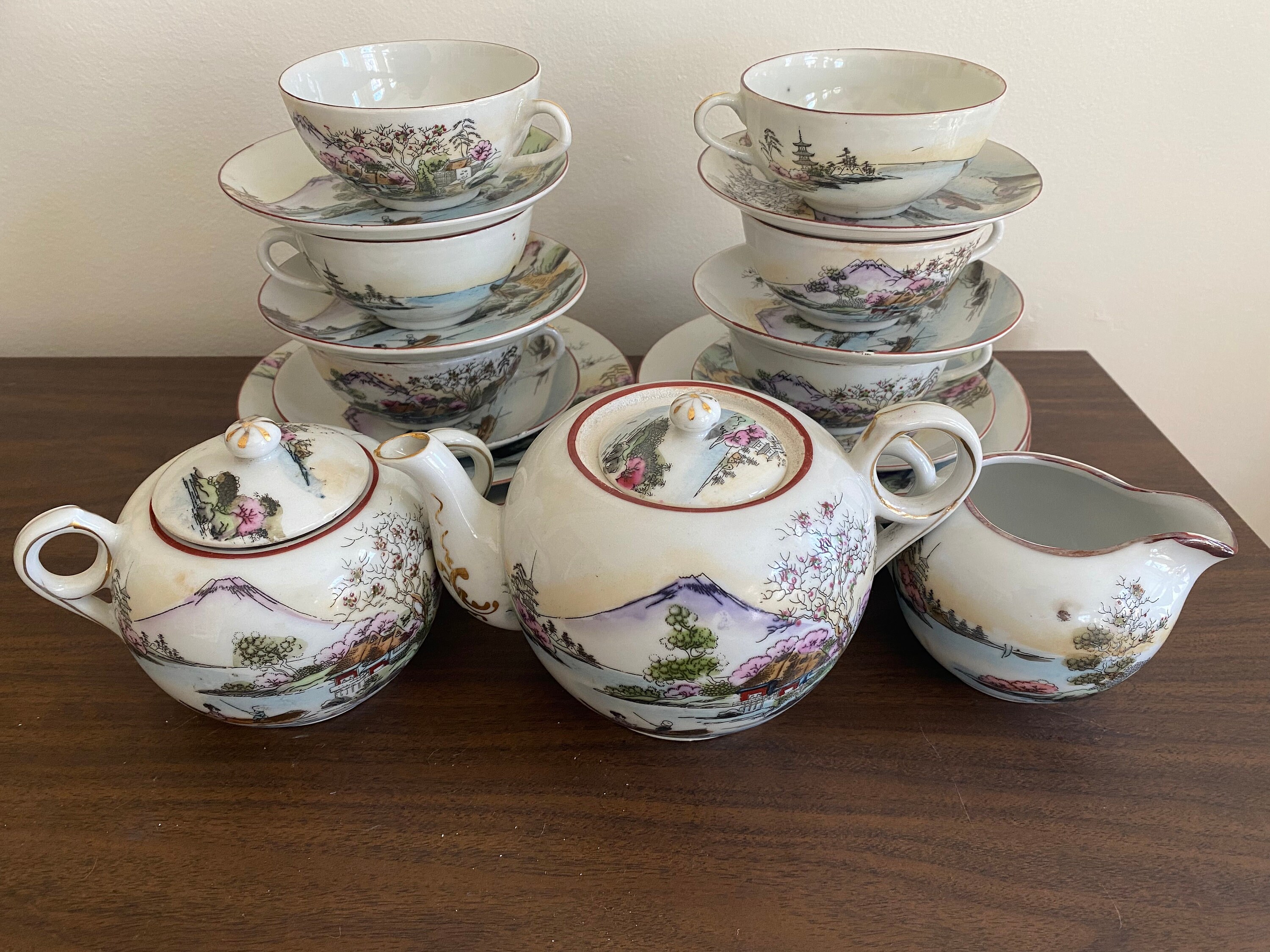 21-piece Antique Hand-painted Japanese Tea Set - Etsy