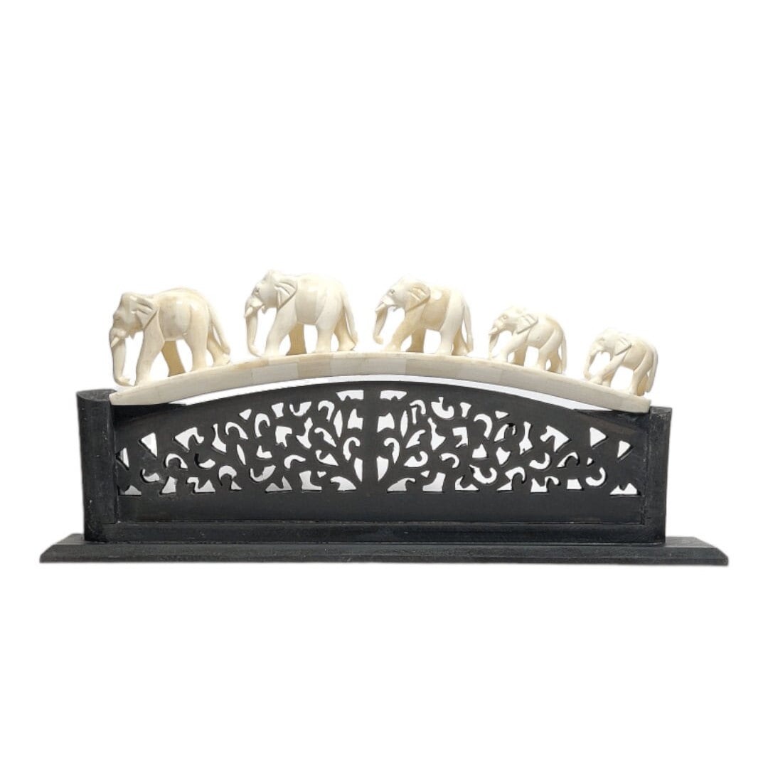 Bone Sculpted 5 Figurine Elephant Bridge With Wooden Stand - Etsy