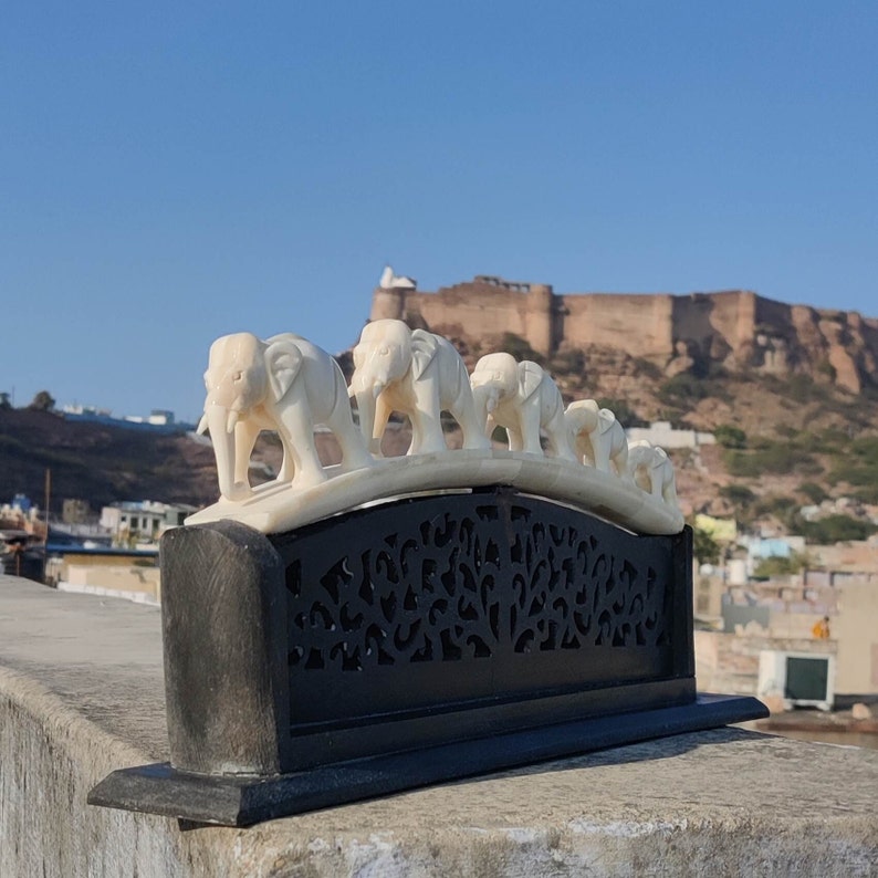 Bone Carved 5 Figurine Elephant Bridge With Wooden Stand - Etsy