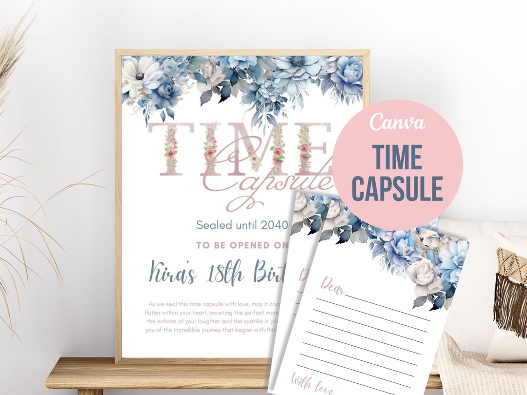 EDITABLE Birthday Time Capsule Sign, Printable Girls 1st Birthday Party ...