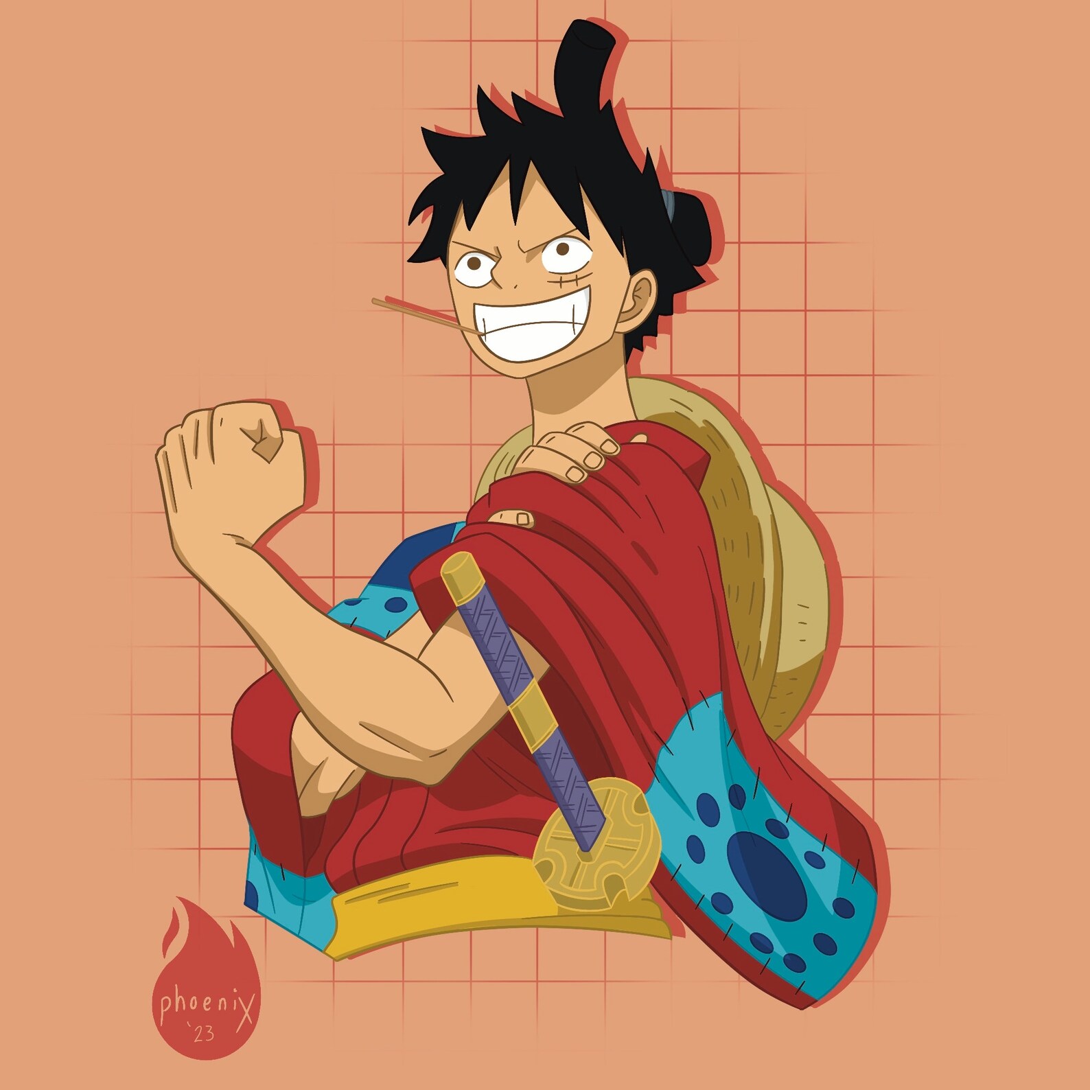 Wano Arc - Luffy | Square Art Print - Etsy