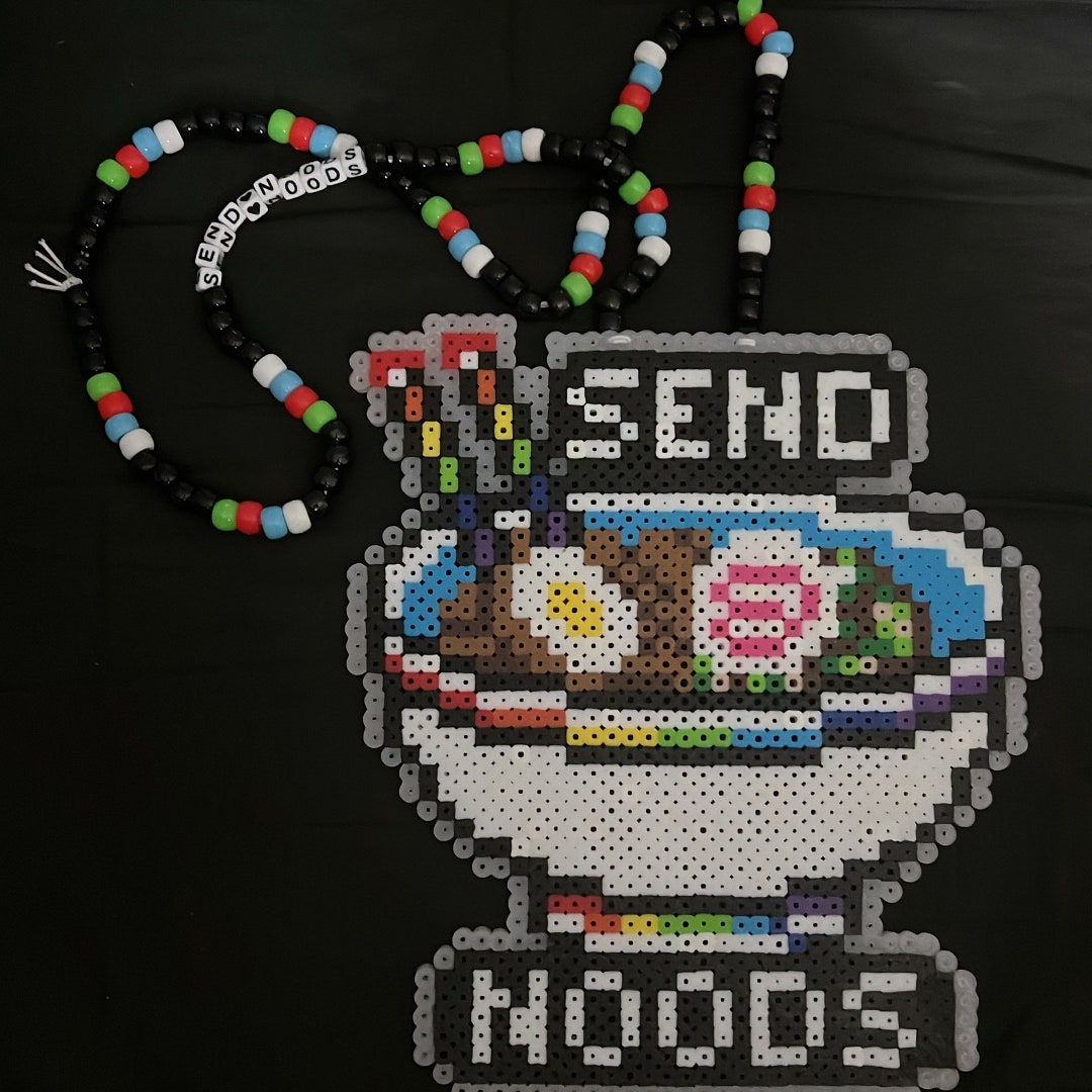 Send Noods With a Bowl of Noodles Perler Bead Necklace - Etsy