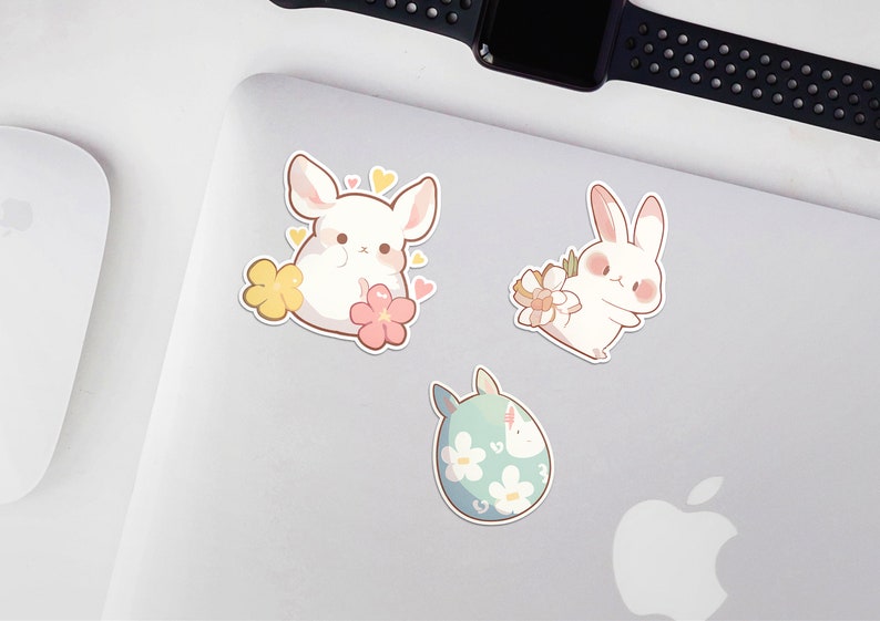 Easter Bunny Stickers Set - 12 Kawaii Pngs, Print and Cut and Digital ...