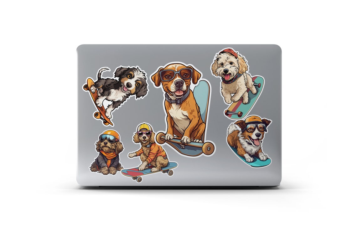 Skateboard Dog Stickers Set - 20 Pngs, Print and Cut & Digital Download ...