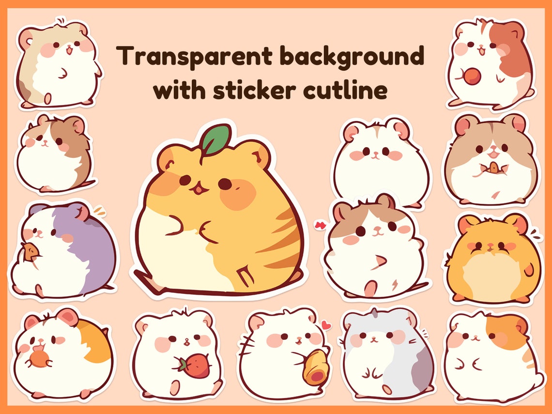 Kawaii Hamster Stickers - 15 Cute Pngs, Ready to Print - Etsy
