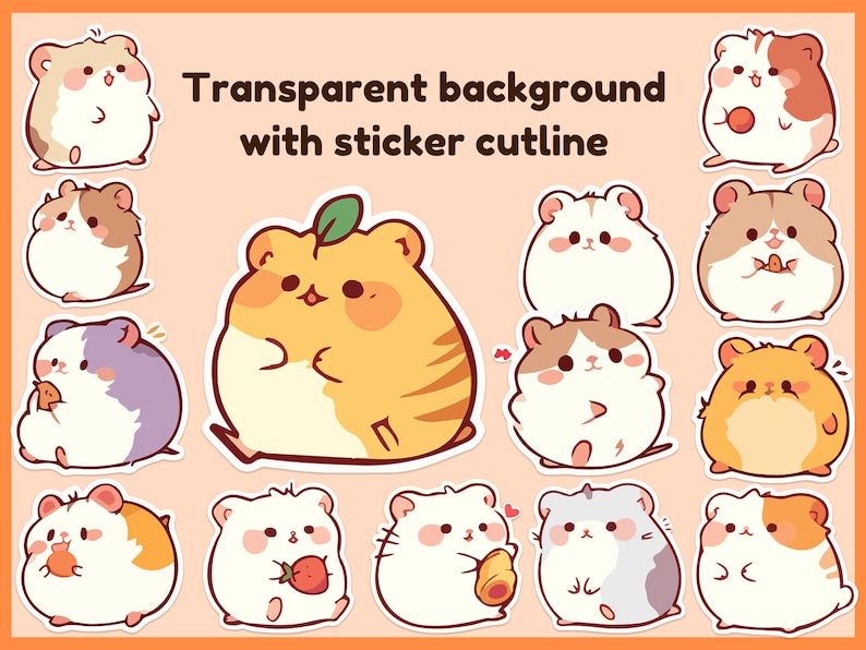 Kawaii Hamster Stickers - 15 Cute Pngs, Ready to Print - Etsy