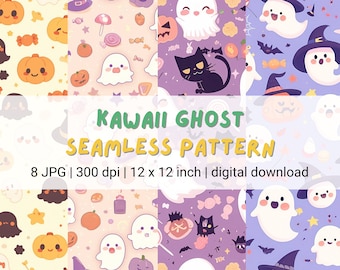 Pink Halloween Digital Paper Pack, Spooky Ghost Digital Scrapbook Paper ...