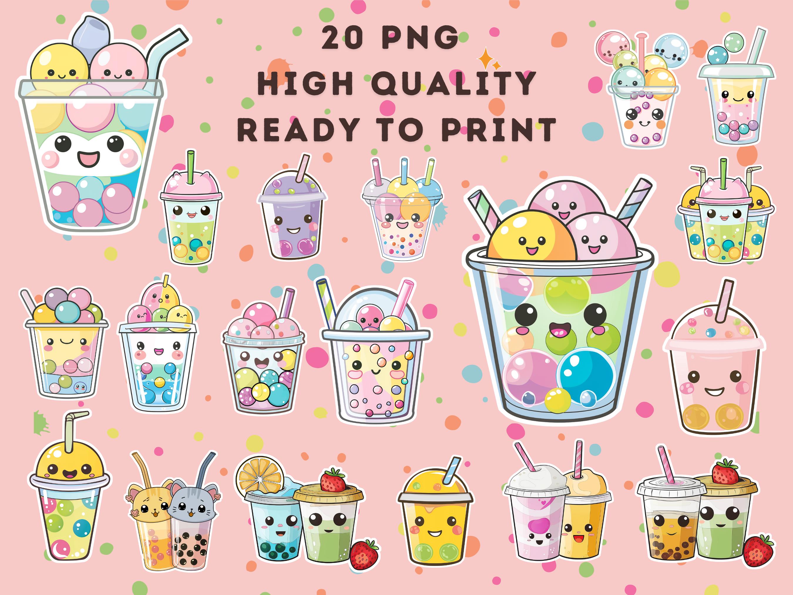 Kawaii Boba Tea Clipart Bundle Collection | Cute, Colorful, Smiling ...