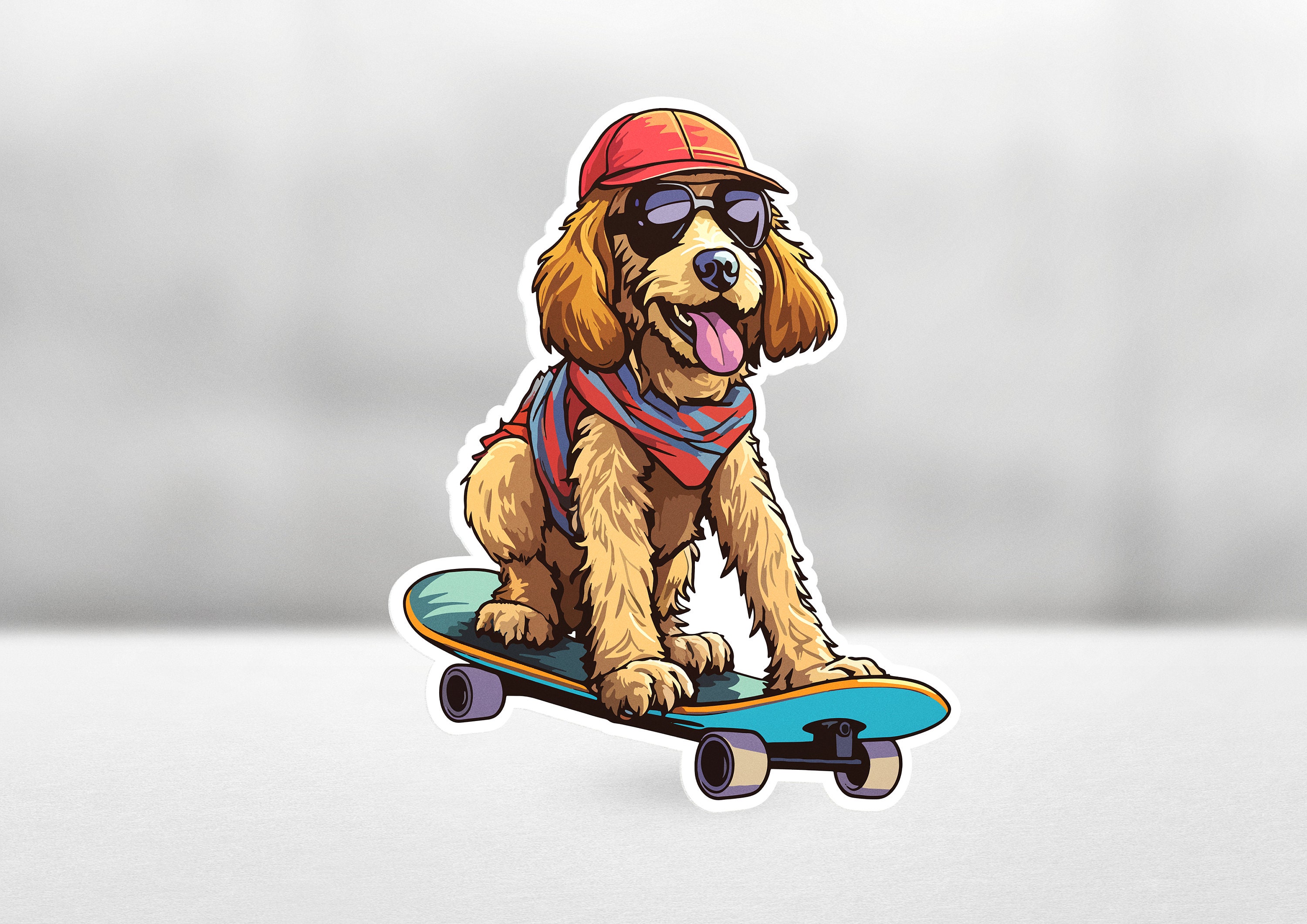 Skateboard Dog Stickers Set - 20 Pngs, Print and Cut & Digital Download ...