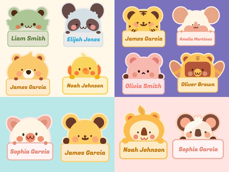 Cute Animal Printable Label Pngs for Digital Download - Good for Back ...