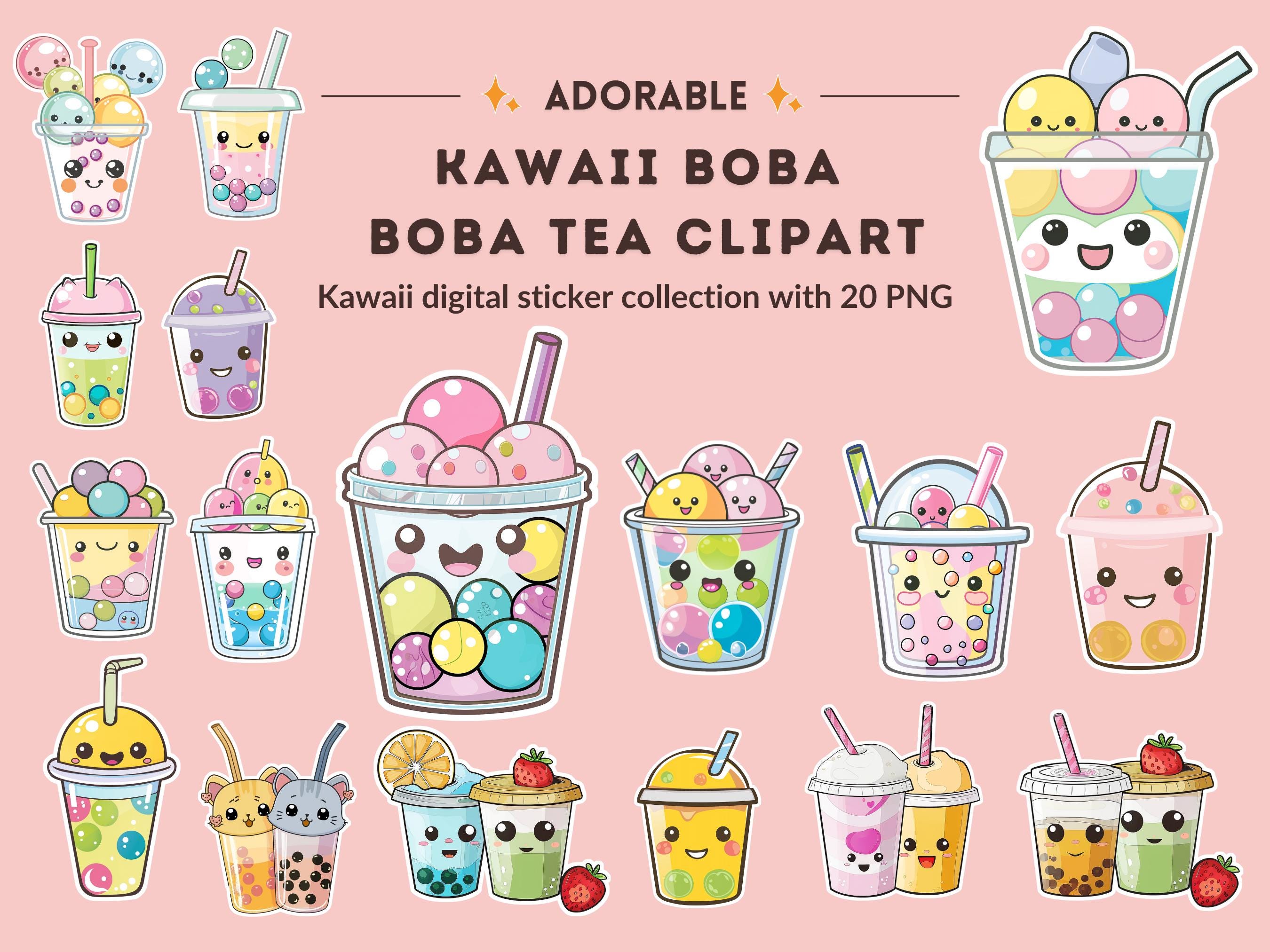 Kawaii Boba Tea Clipart Bundle Collection | Cute, Colorful, Smiling ...