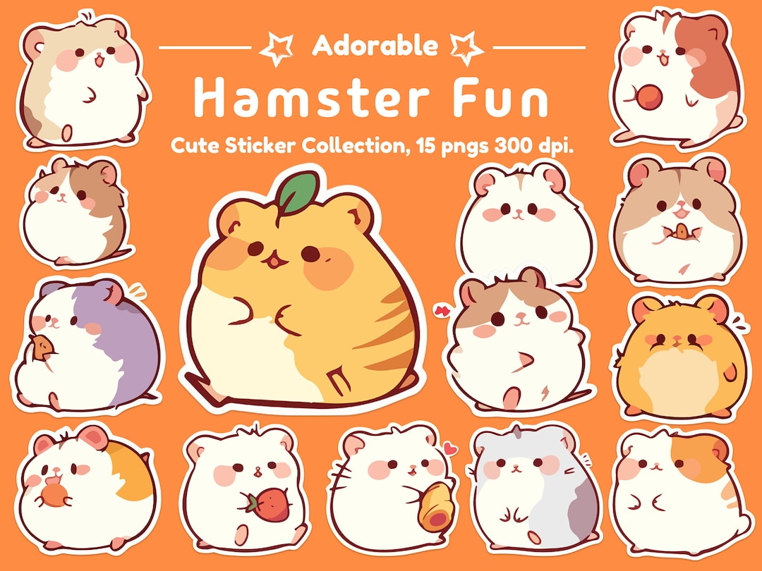 Kawaii Hamster Stickers - 15 Cute Pngs, Ready to Print - Etsy