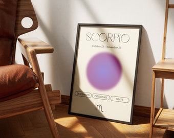 Scorpio Zodiac Printable Wall Art, Star Signs Digital Download ...