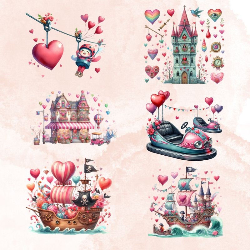 45 PNG Watercolor Amusement Park Clipart, Clipart Bundle, Circus ...