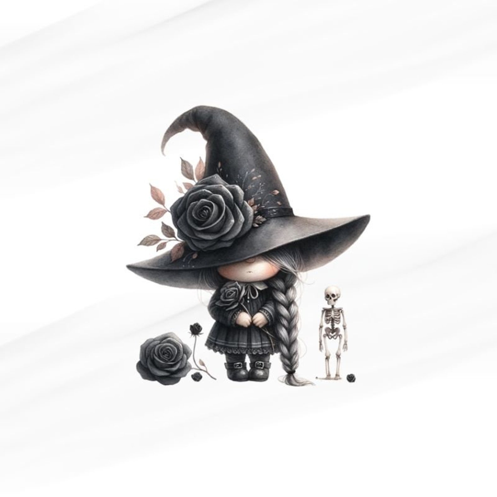 25 PNG Watercolor Gothic Girl Gnome, Gnome Dark, Design Download ...