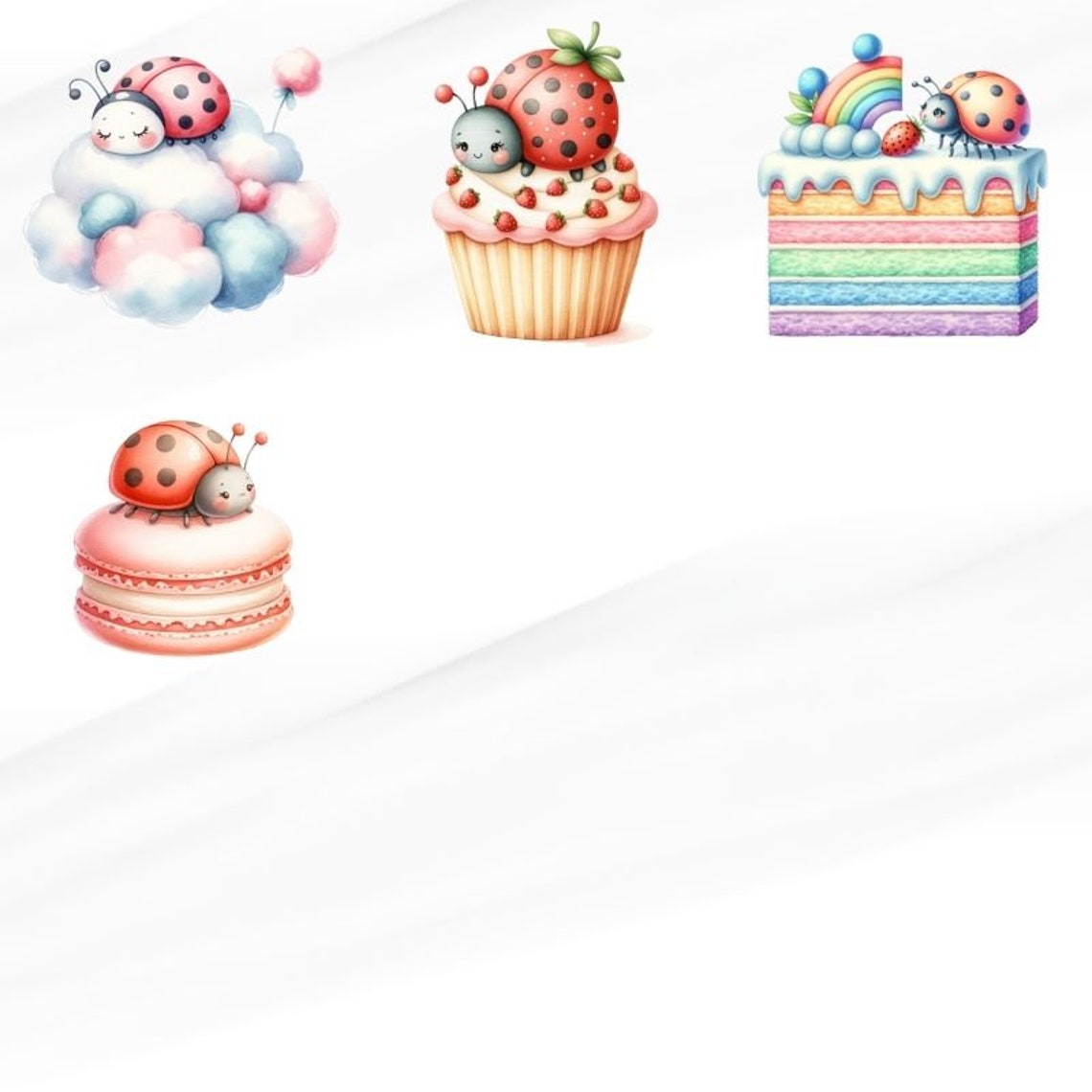 30 PNG Watercolor Ladybug Clipart, Watercolor Food ,cute Ladybug Food ...