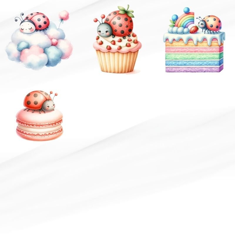 30 PNG Watercolor Ladybug Clipart, Watercolor Food ,cute Ladybug Food ...