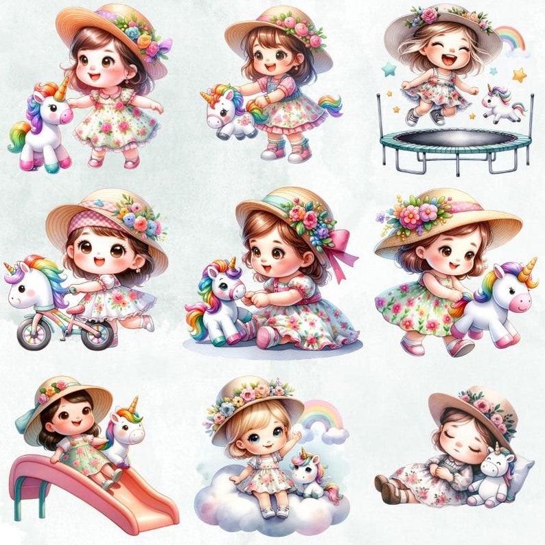 22 PNG Unicorn, Clipart, Girl and Unicorn , Nursery Clipart, Rainbow ...