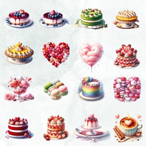 58 PNG Watercolor Delicious Desserts, Clipart Bundle, Ice Cream, Cakes ...
