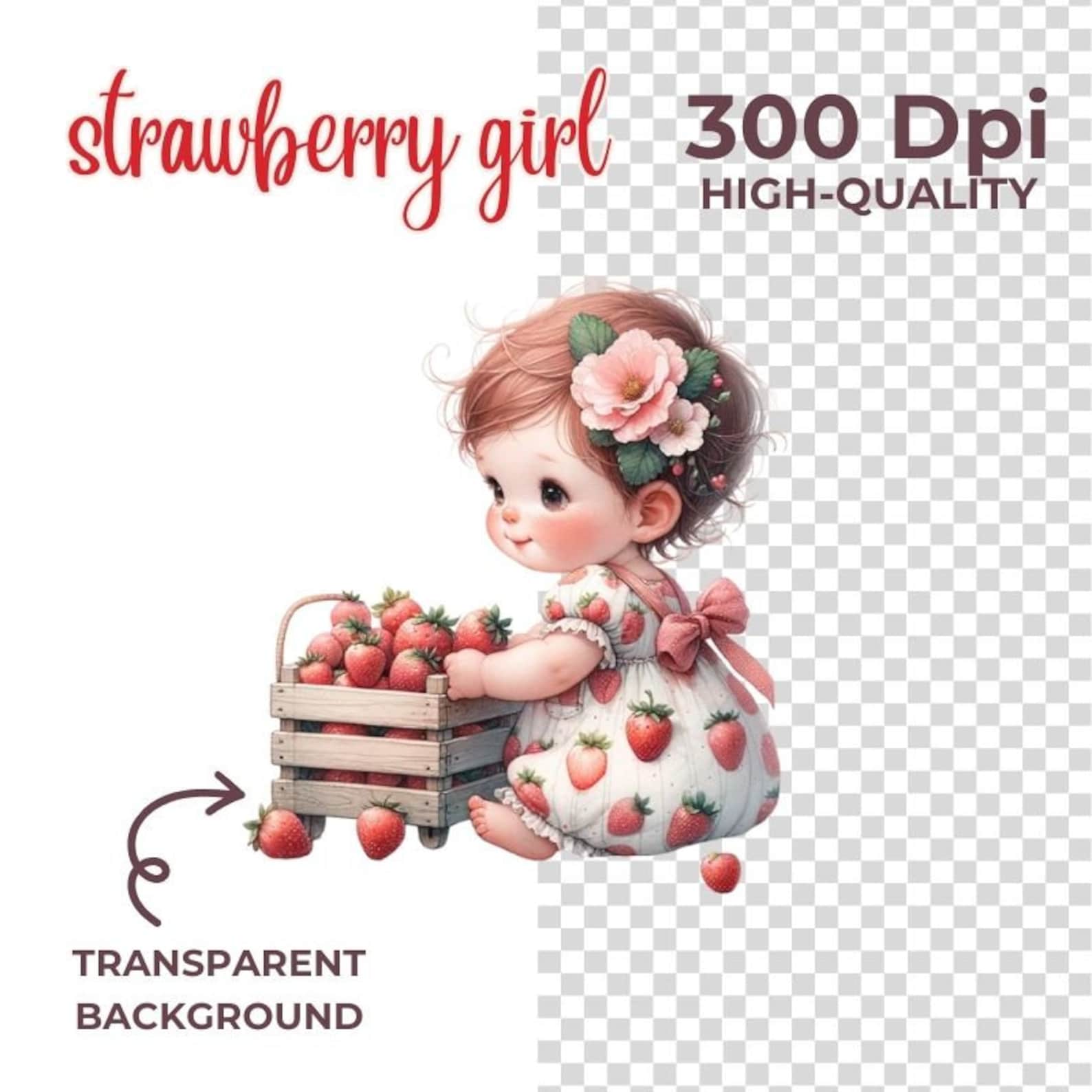 34 PNG Strawberry Girl Clipart PNG Sublimation, Watercolor Clipart ...