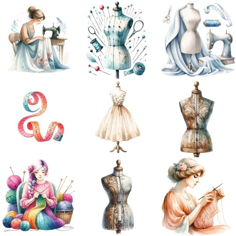 50 PNG Watercolor Sewing Clipart, Quilting Clipart - Sewing Machine ...