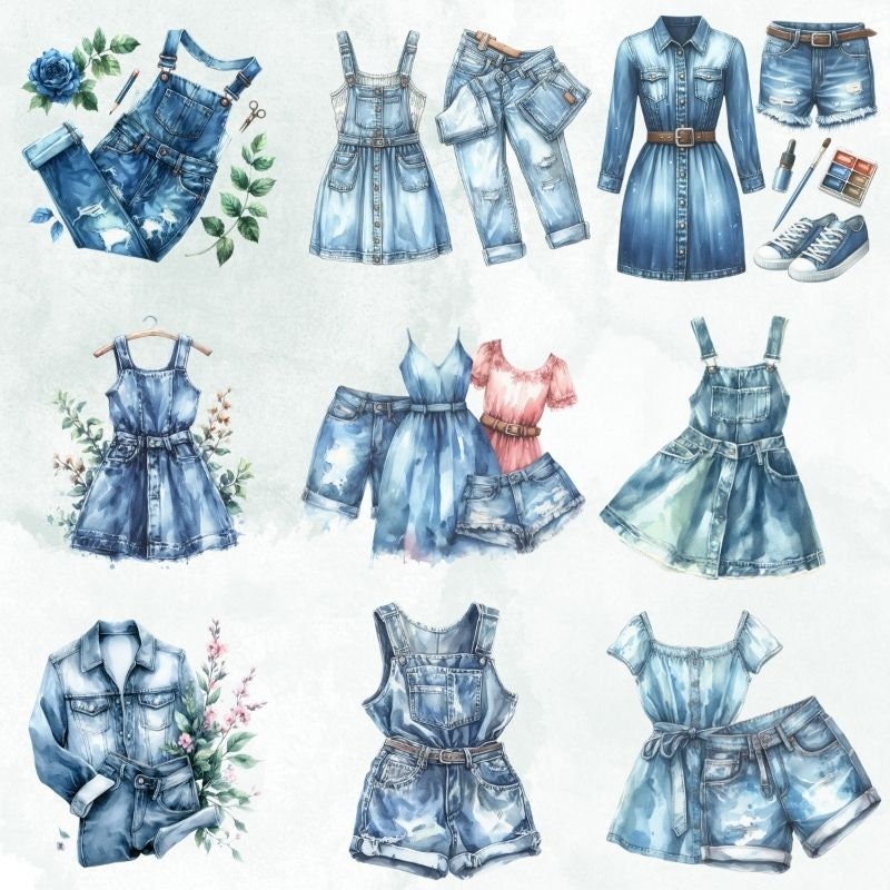 25 PNG Watercolor Denim Items, Love Denim Clipart, Denim Women, Jeans ...