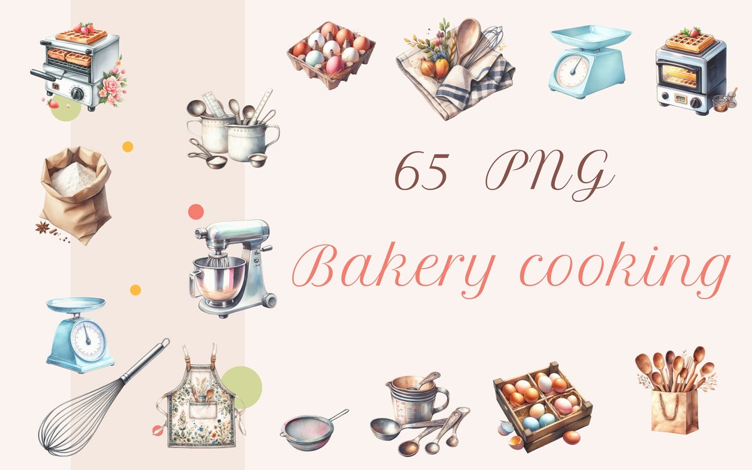 65 PNG Watercolor Bakery Clipart, Watercolor Baking Supplies ...