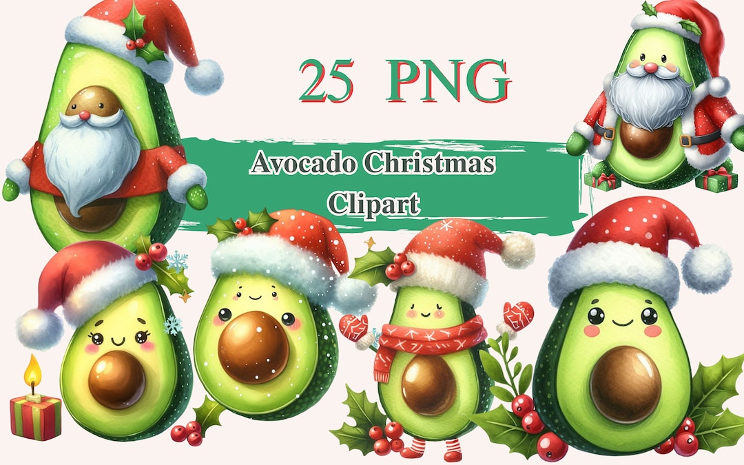 25 PNG Watercolor Avocado Christmas,christmas Clipart, Transparent ...