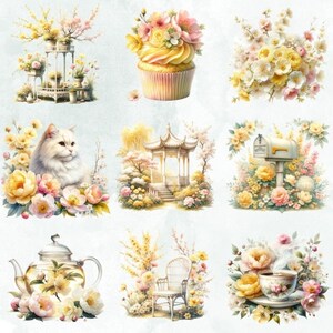 45 PNG Spring Flowers, Clipart Bundle, Flowers Clipart, Watercolor ...