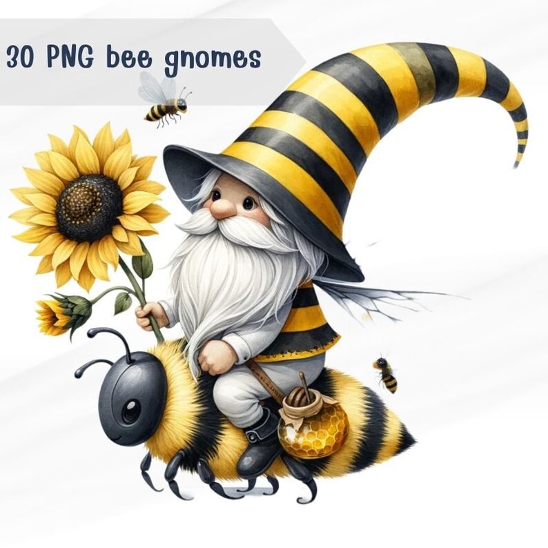 30 PNG Bee Gnome Clipart Bundle, Gnome Clipart, Springl, Clipart Bundle ...
