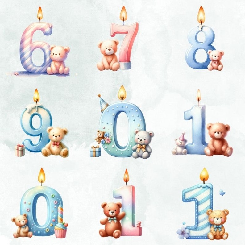 25 PNG Birthday Candle Bear Clipart, Birthday Candle, Nursery Clipart ...