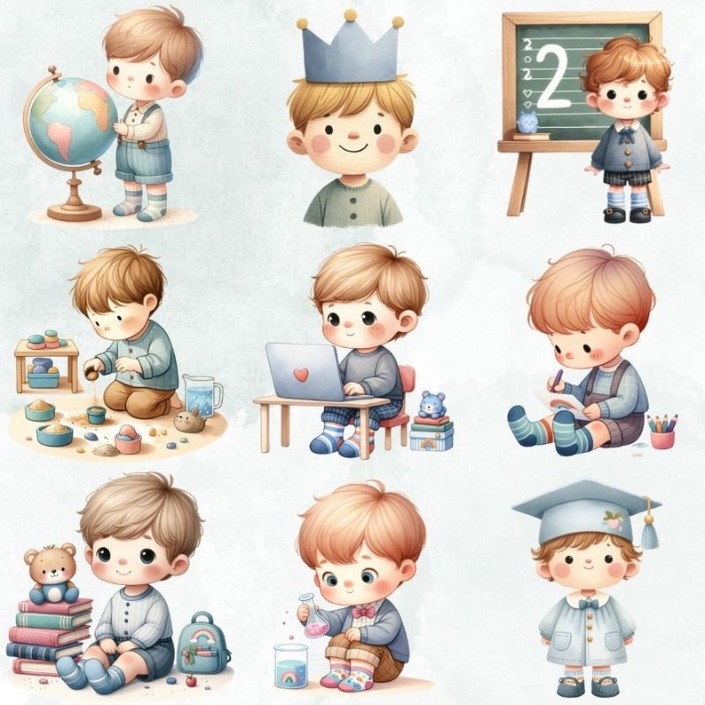 45 PNG Watercolor School Clipart, Cute School Kids, Cute School ...