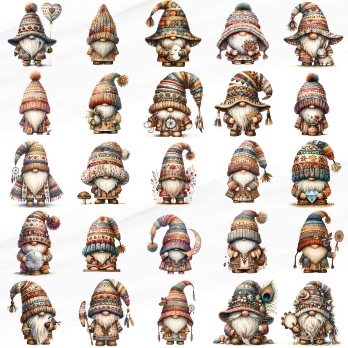 32 PNG Watercolor Boho Gnome, Sublimation Design Download, Adorable ...