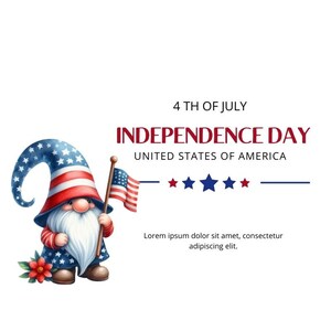 40 PNG 4th of July Watercolor Gnome, Gnomes Clipart, Independence Day ...