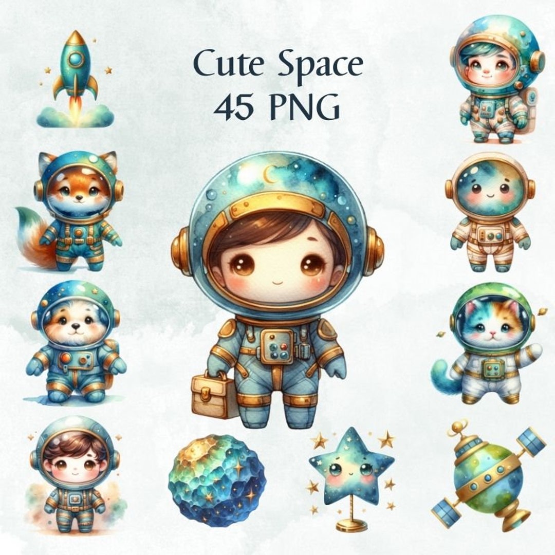 45 PNG Watercolor Cute Space Clipart, Watercolor Space Clipart, Cute ...