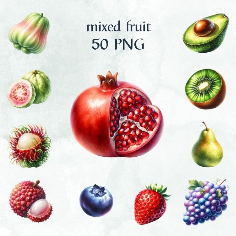 50 PNG Fruits Clipart ,fruits Bundle, Clipart Bundle,fruit Clipart ...