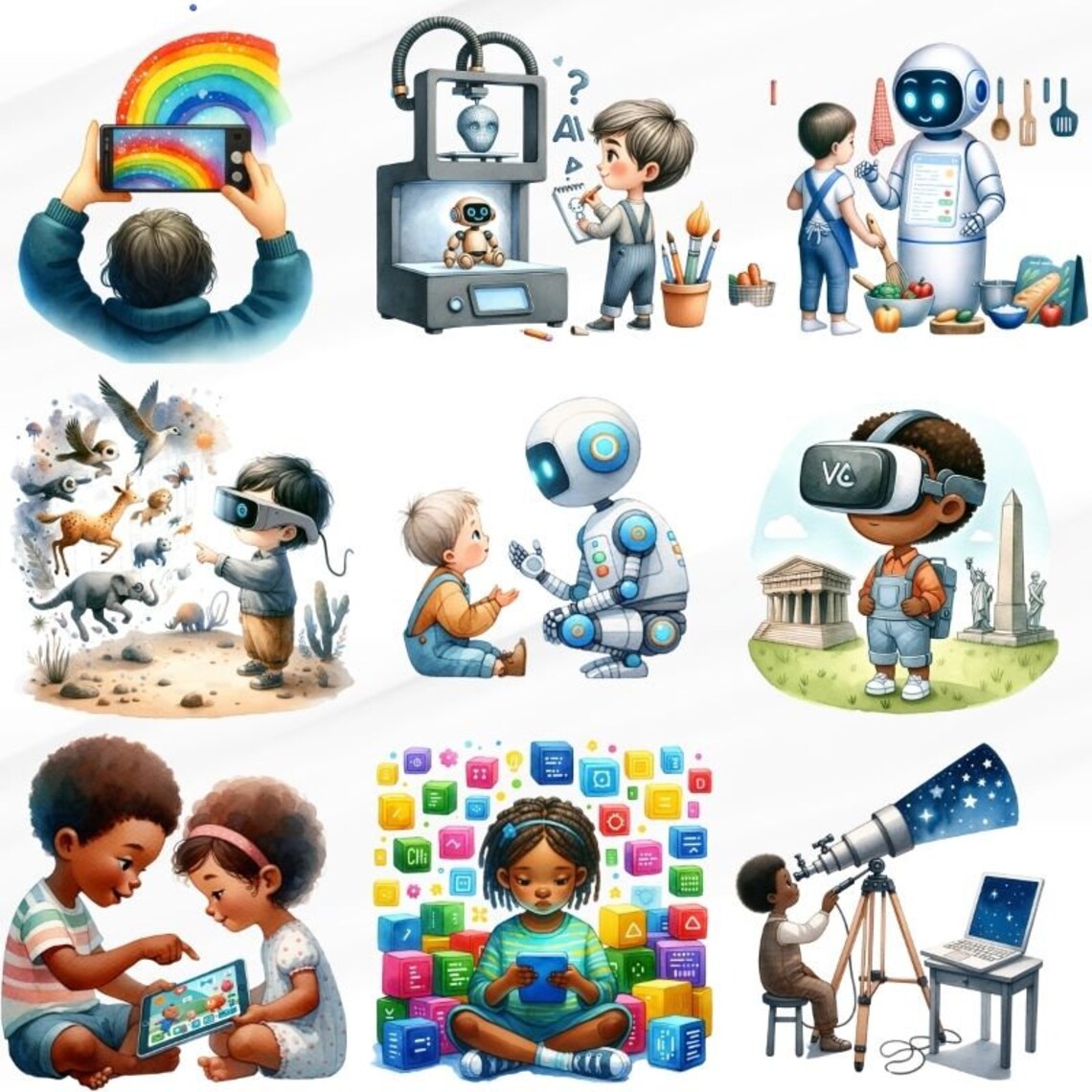 40 PNG Watercolor Children and Technology, Cute Kids, Cute Children ...