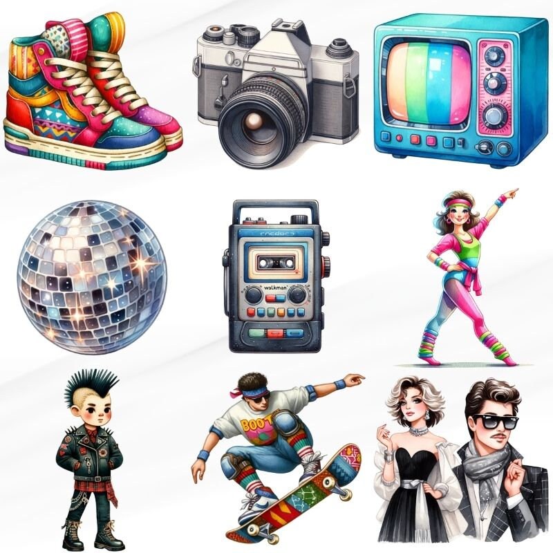 42 PNG Retro 80's Digital Clipart, Retro Digital Clipart, Notability ...