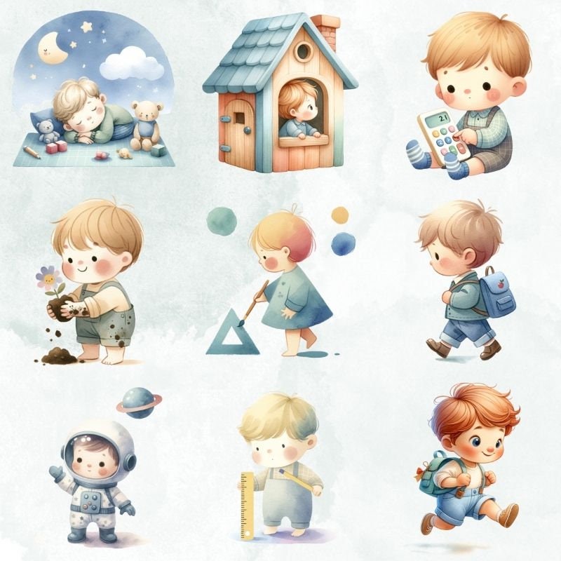 45 PNG Watercolor School Clipart, Cute School Kids, Cute School ...