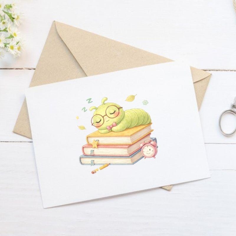 Cute Bookworm Clipart Bundle PNG | Back to School Teacher Sublimation ...