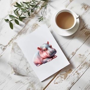 35 PNG Watercolor Baby Pygmy Hippo Clipart, Baby Hippo Png, Animal ...