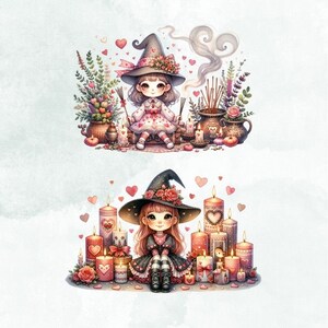 32 PNG Witches Watercolor Clipart , Witches Bundle, Little Witch ...