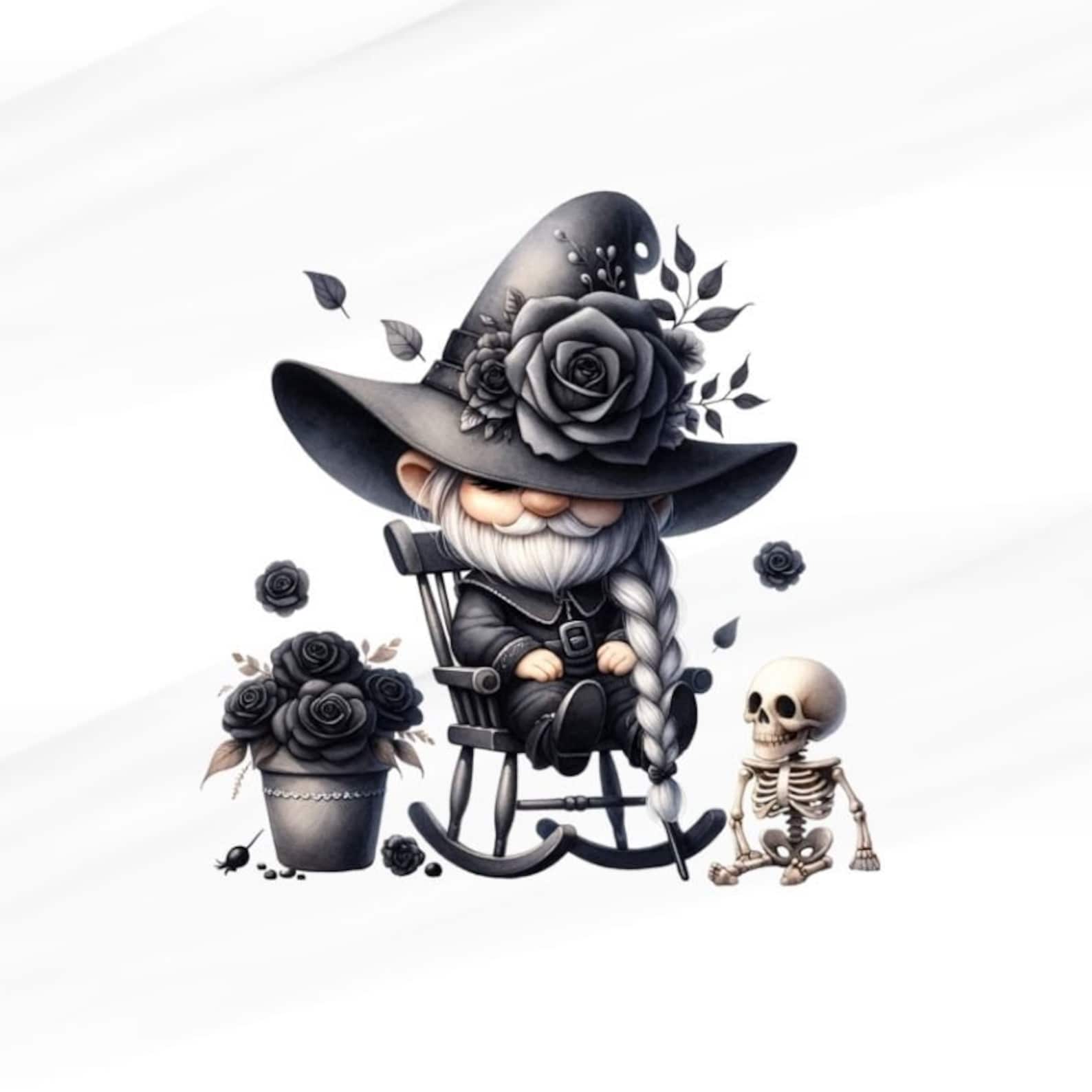 25 PNG Watercolor Gothic Girl Gnome, Gnome Dark, Design Download ...