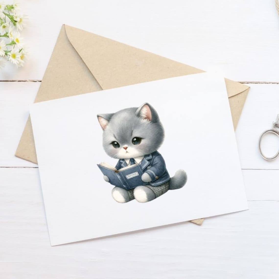 30 PNG Watercolor School Cat Clipart, School Cat, Cute Cat Clipart ...